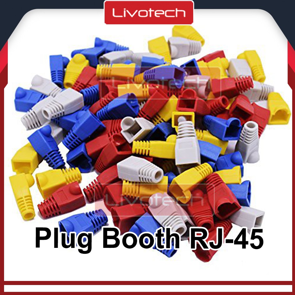 Plugboot 50pcs RJ-45 Mejec Cover Karet Pelindung Konektor UTP RJ45 Plug ...
