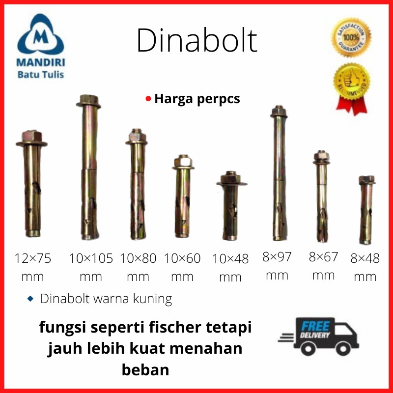 TERMURAH Dynabolt Dinabol Dynabol Anchor Bolt Besi 8mm 10mm 12mm 20mm ...