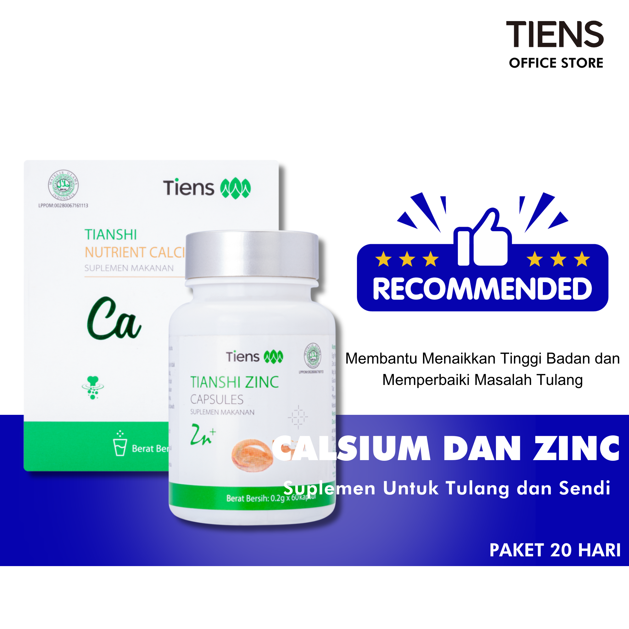 Tiens | Nutrient High Calsium | Zinc Capsules | Nutrisi Peninggi Badan ...