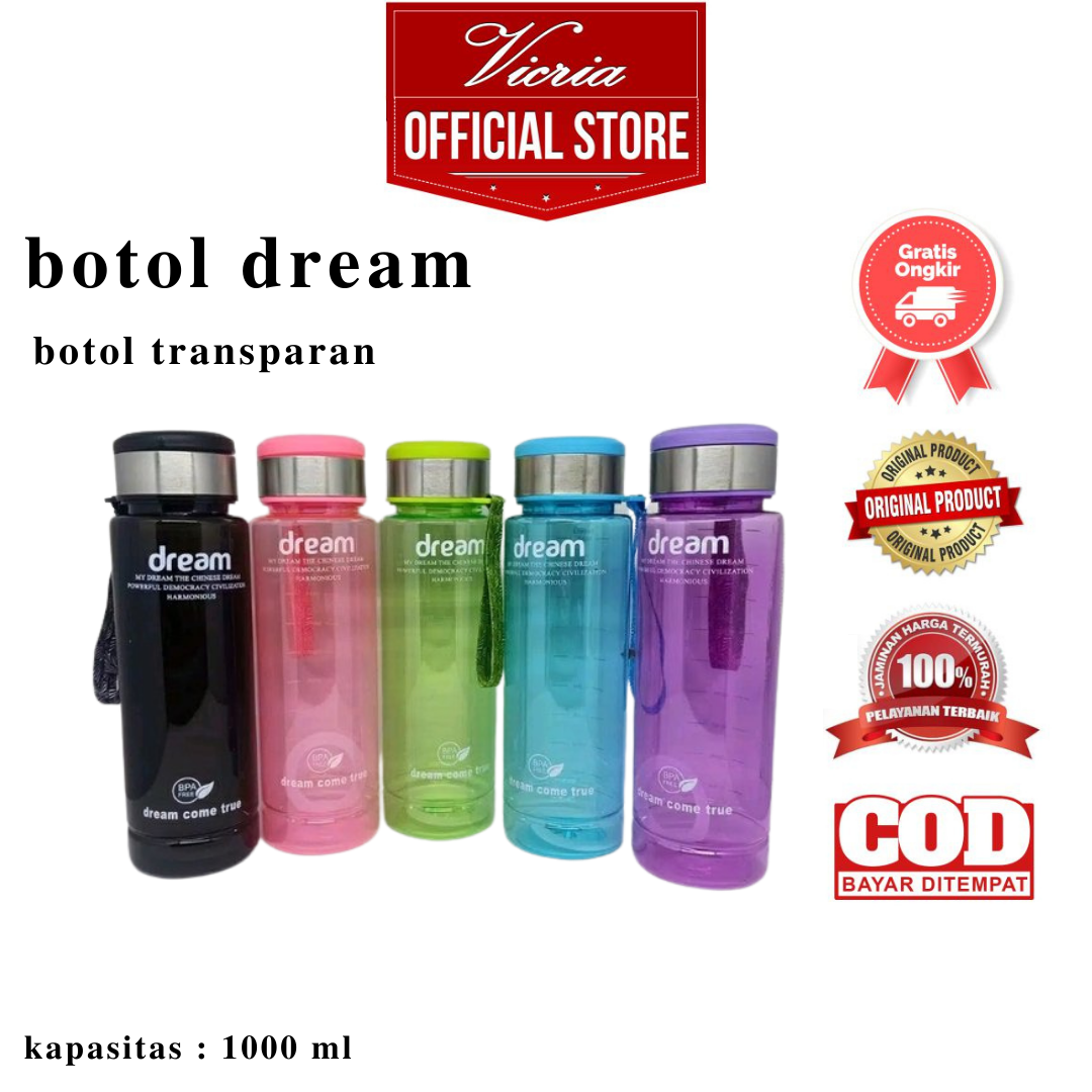 VICRIA BOTOL - BOTOL DREAM TRANSPARANT 1000 ML | Lazada Indonesia