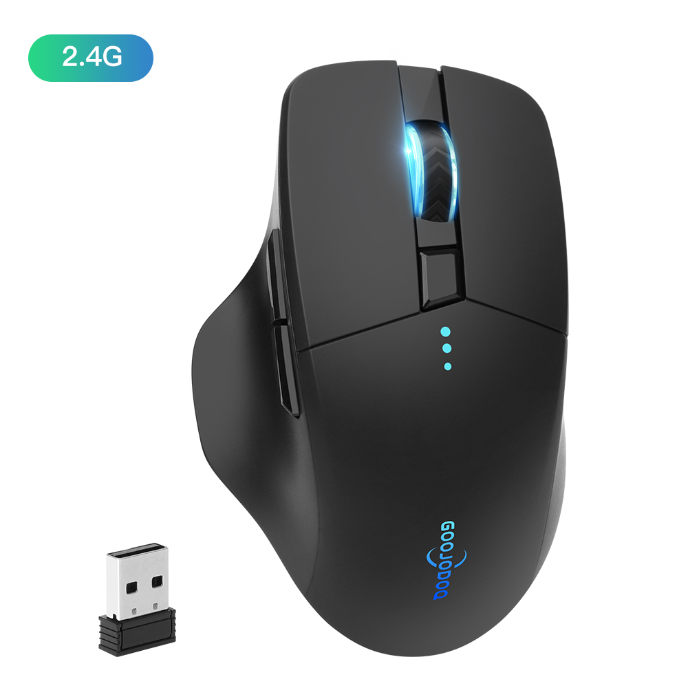 GOOJODOQ Wireless Mouse 4000DPI USB Computer 2.4GHz Mouse Ergonomic Scrolling Battery Display ...