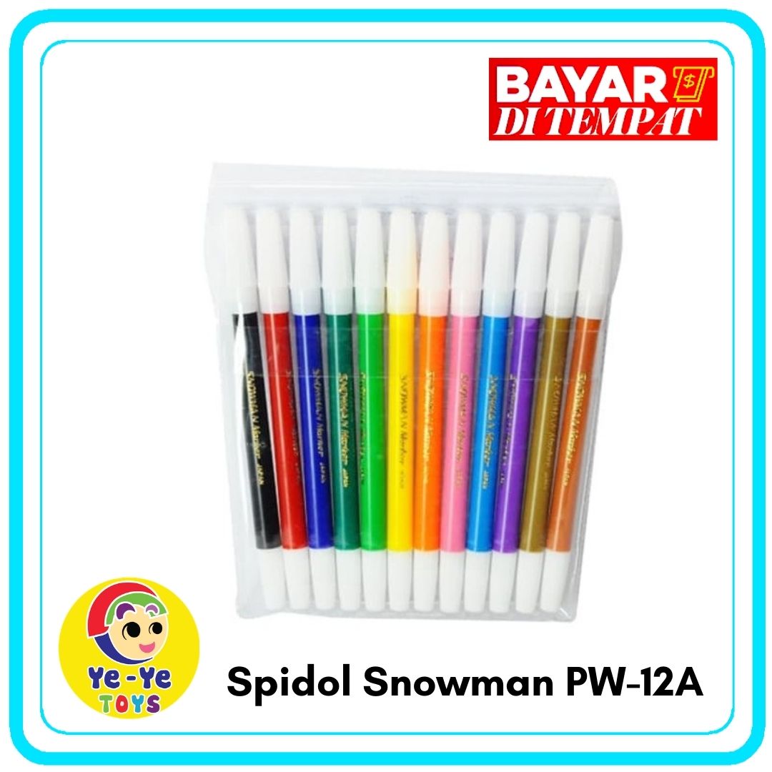 Spidol Snowman Kecil 12 Warna / Spidol Snowman PW-12A / Spidol Snowman ...