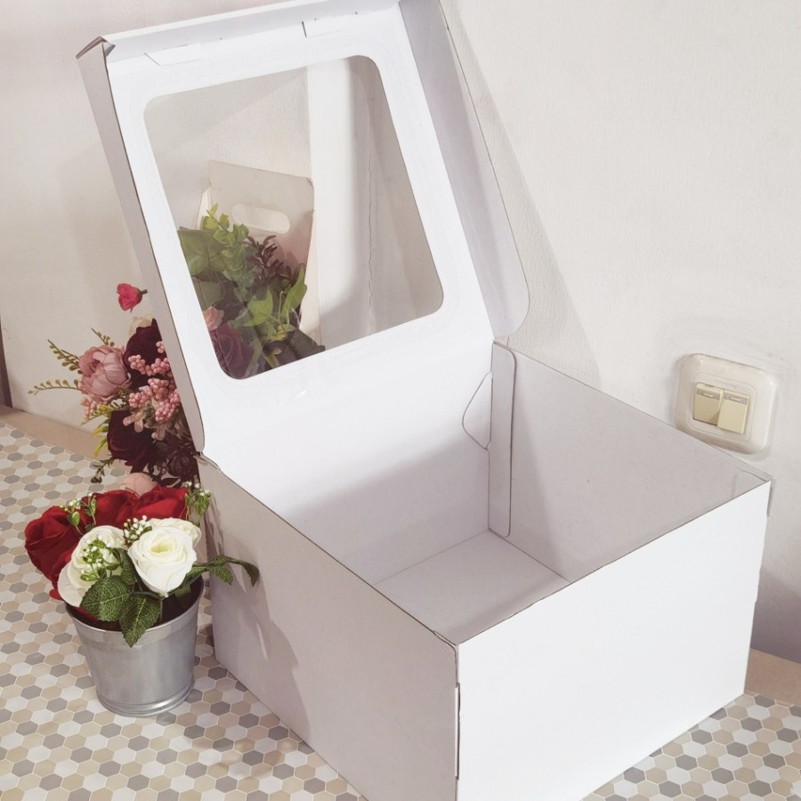 KOTAK KUE TART - CAKE BOX - DUS KADO 30x30x20 - JENDELA - WK (ISI : 10 ...