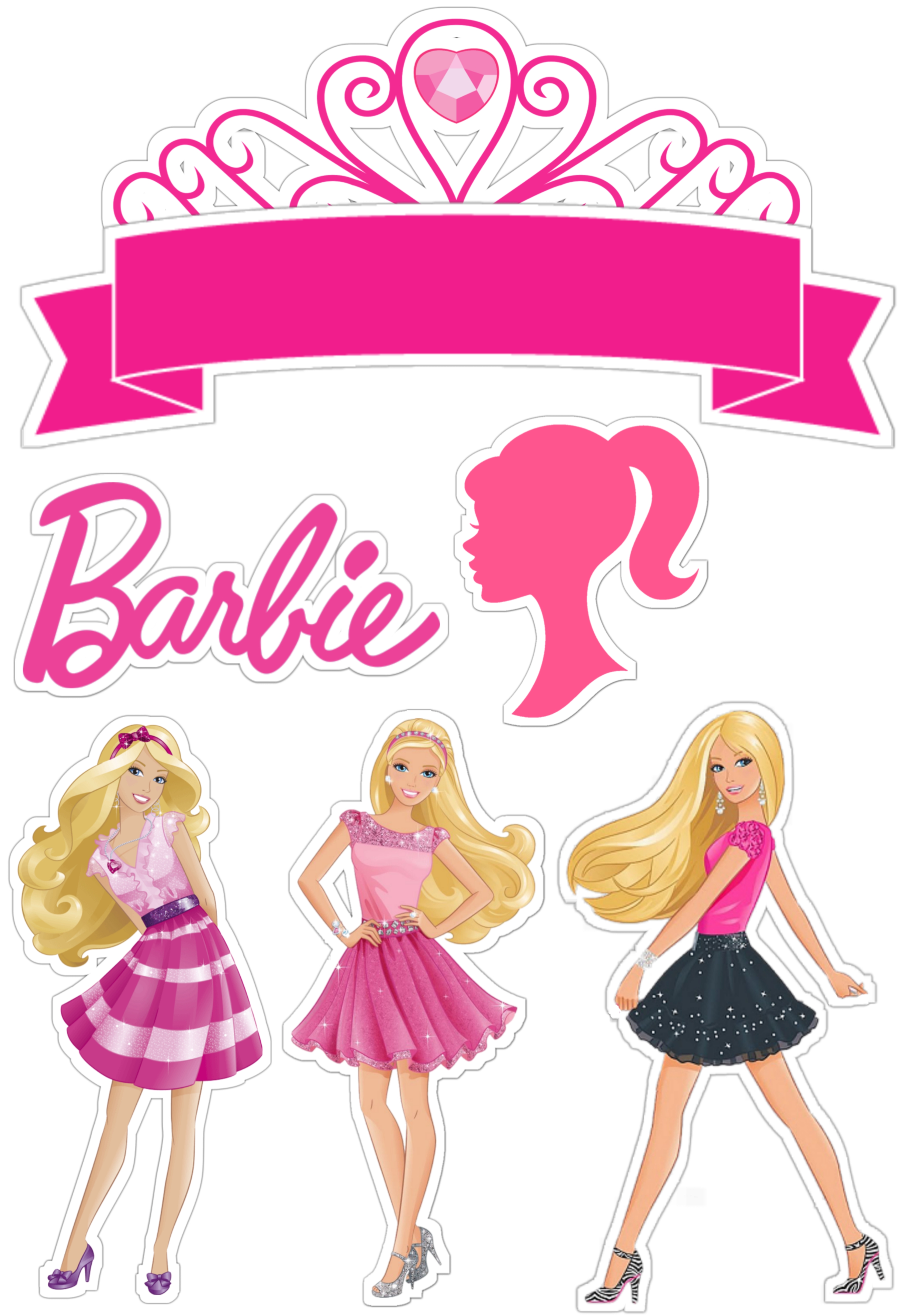 TOPPER KUEH ULANG TAHUN BARBIE 6 KEPING TOPPER FULL STIK PERMEN/LOLIPOP ...