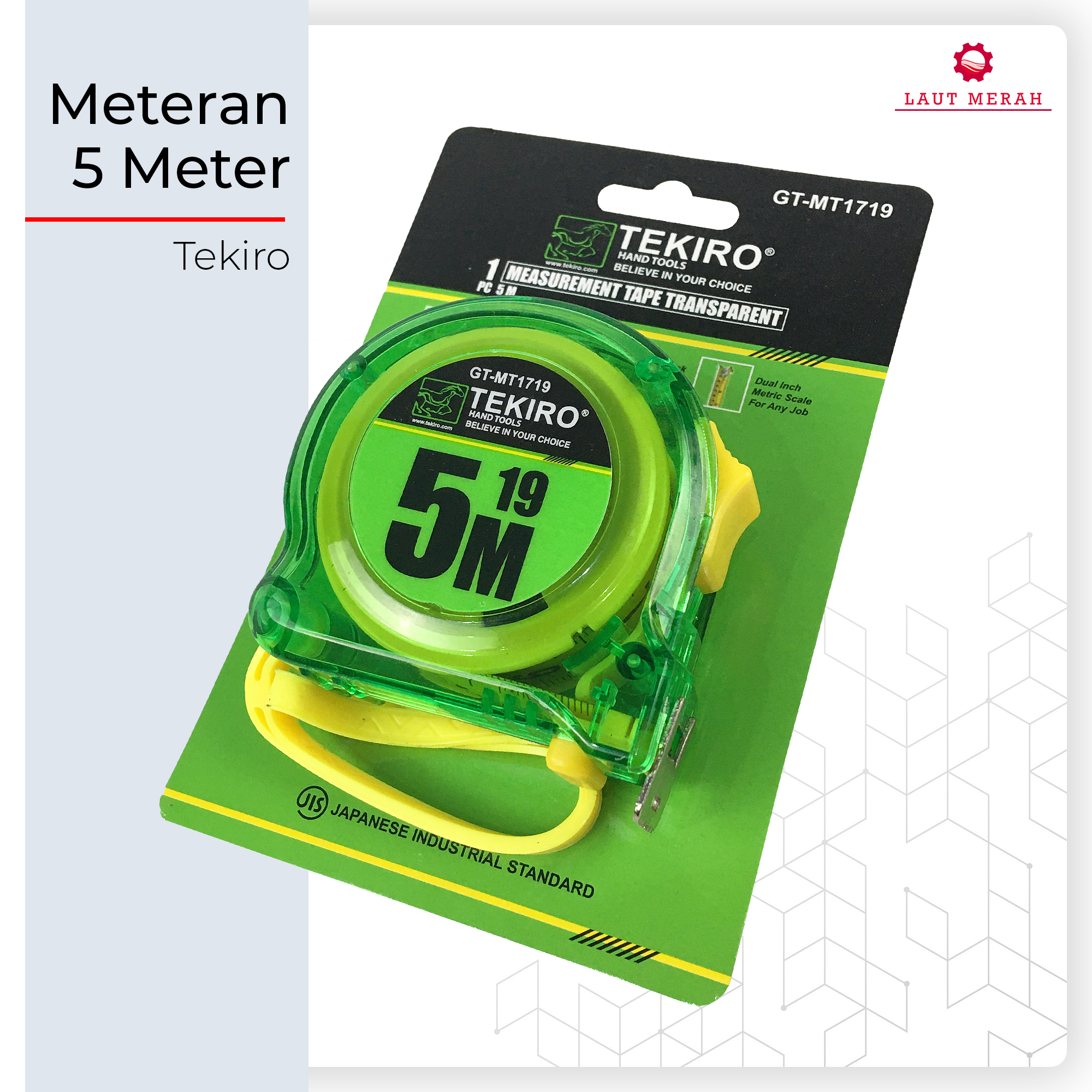 TEKIRO Meteran 5 M / Meteran Transparan 5 Meter / Meteran Tangan 5M ...