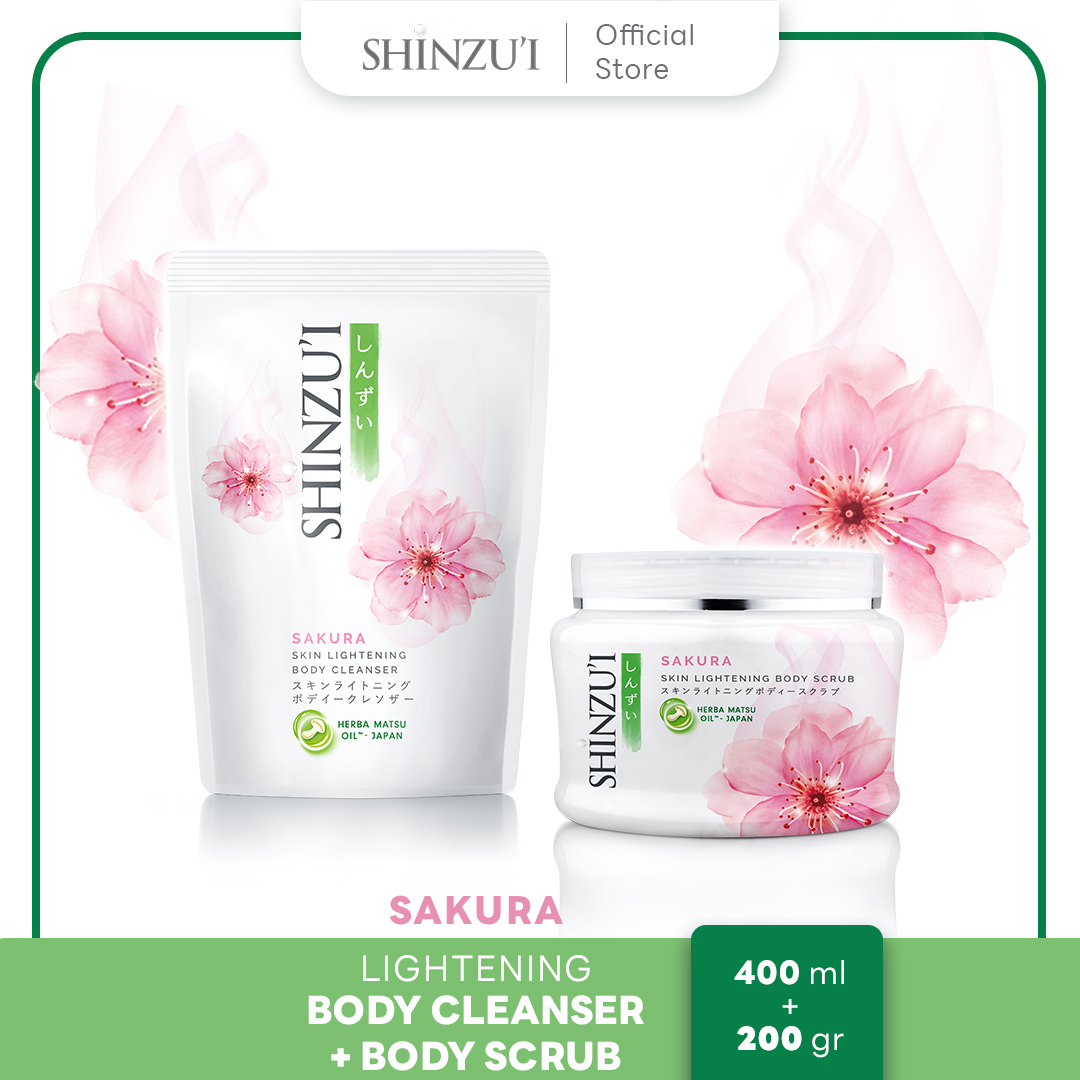 Paket Shinzui Sabun Cair 400ml Sakura + Body Scrub Sakura 200g | Lazada ...