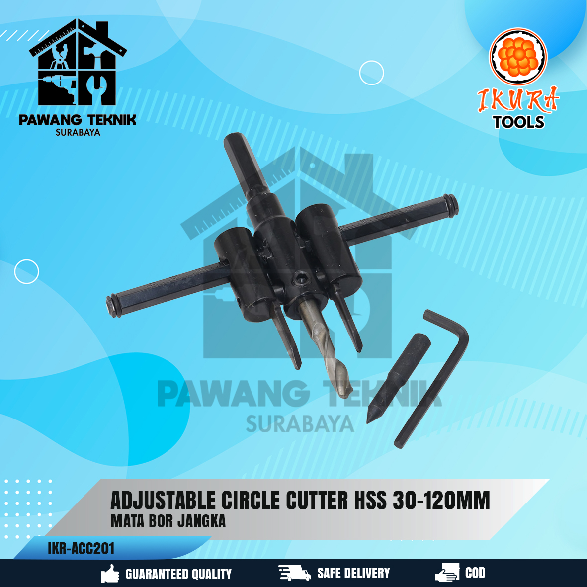 Ikura Tools Mata Bor Kayu Jangka 30mm - 120mm Holesaw Jangka Adjustable ...
