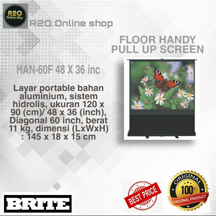Layar Proyektor Brite Screen HAN-60f Floor handy Pull up screen ...