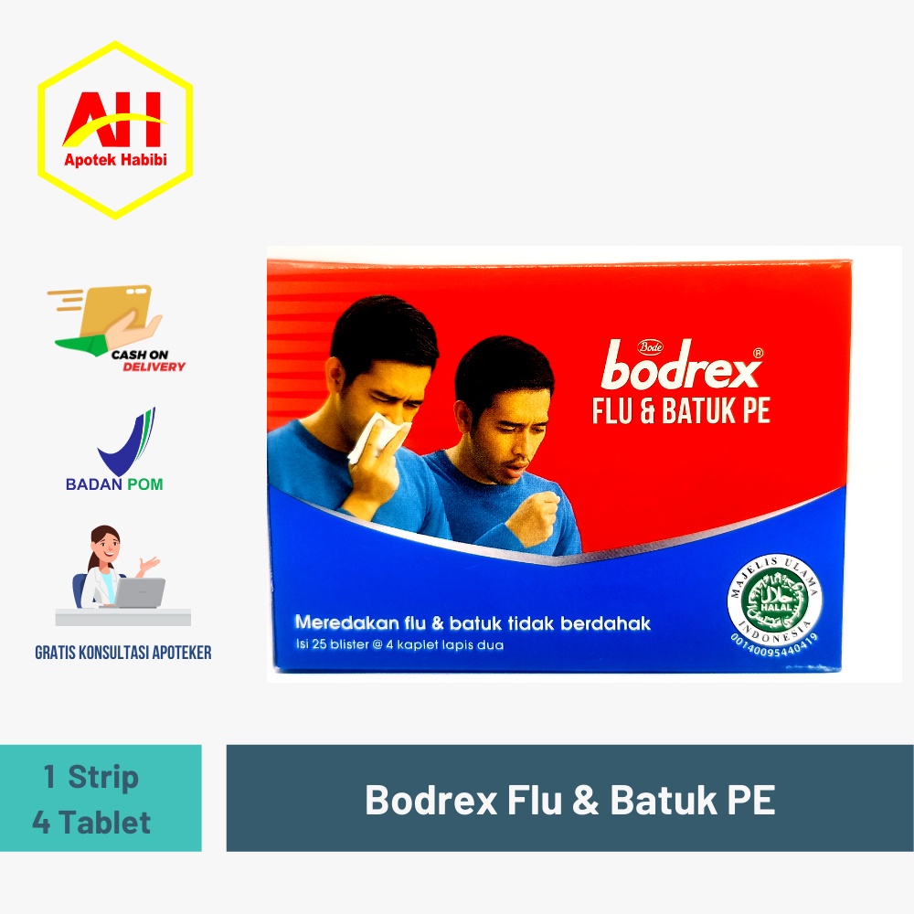 Bodrex Flu & Batuk PE 5 strip isi 20 tablet Bodrek biru Bodreks Flu dan ...