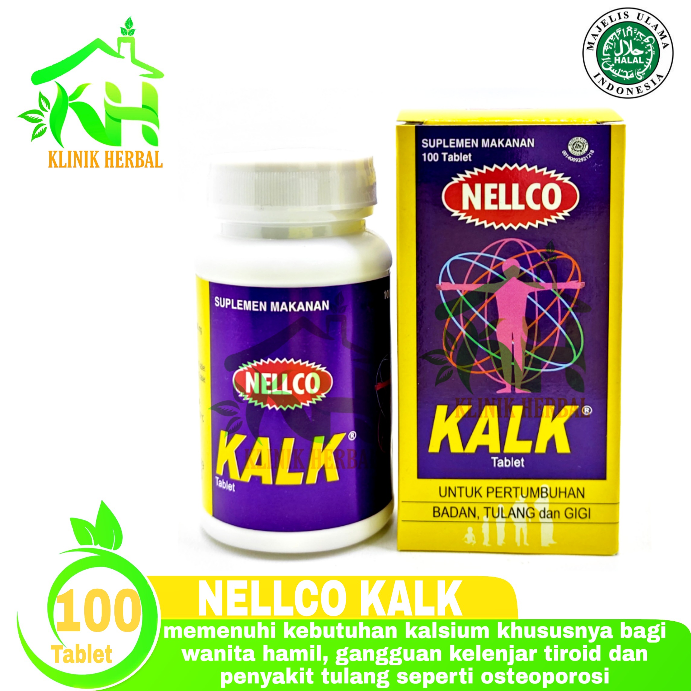 Nellco Kalk Tablet - obat pertumbuhan badan, gigi , tulang | Lazada ...