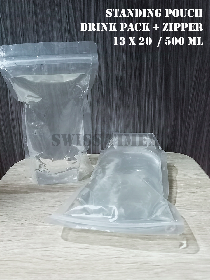 20Pcs Standing Pouch Drink Pack + Zipper Plastik Cairan Minuman 500ML ...