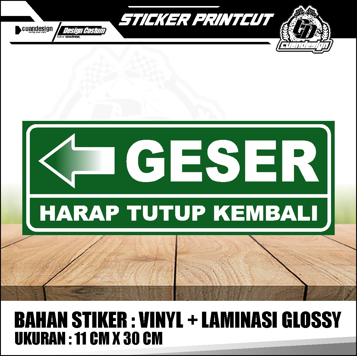 STIKER PINTU GESER + LAMINASI GLOSSY UKURAN 11X30CM | Lazada Indonesia