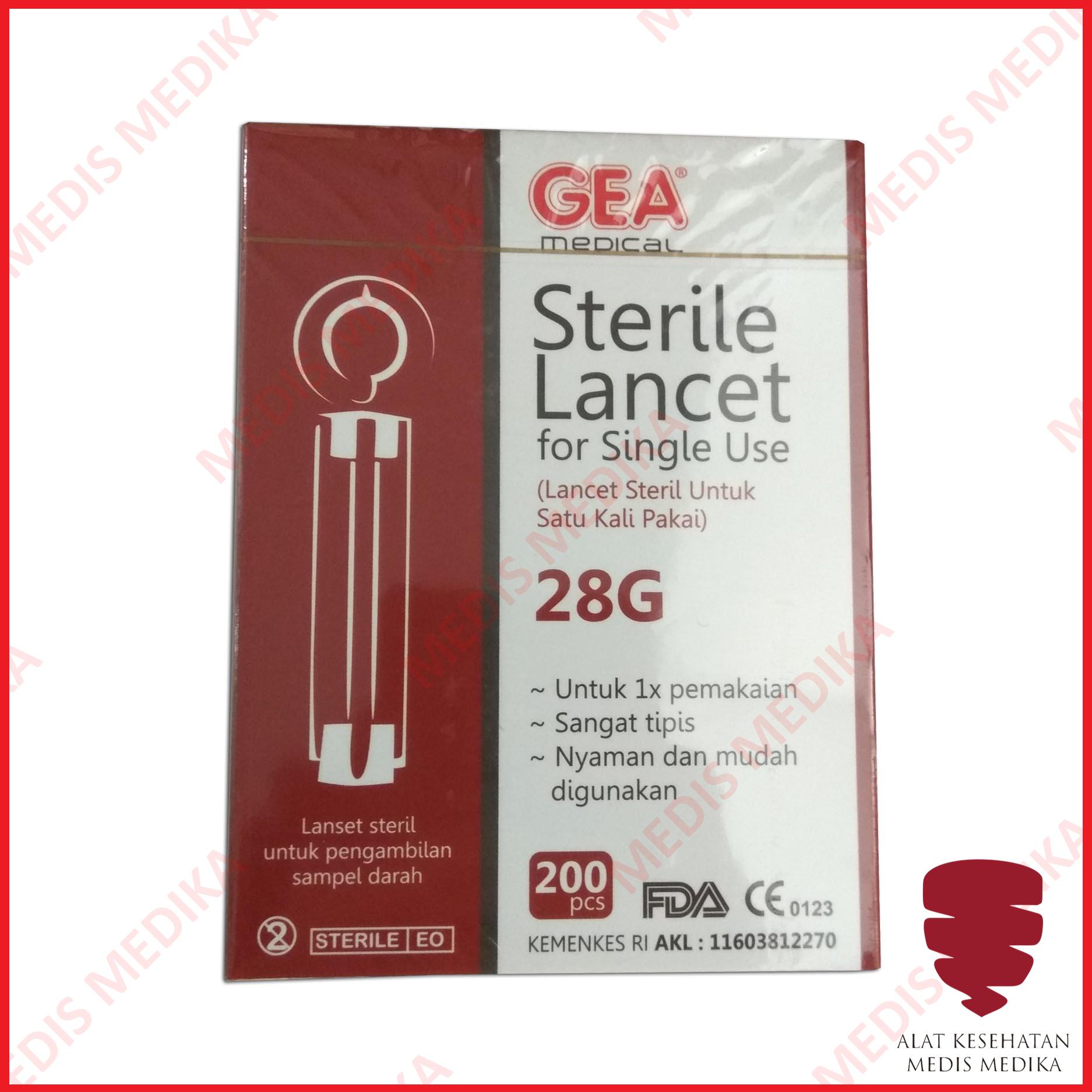 Blood Lancet GEA 28G Jarum Bekam 28 G Sample Pengambil Darah Isi 200 ...