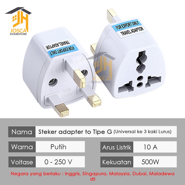 Travel Adapter Converter/Steker Power Plug/Colokan Kaki 3 Gepeng ...