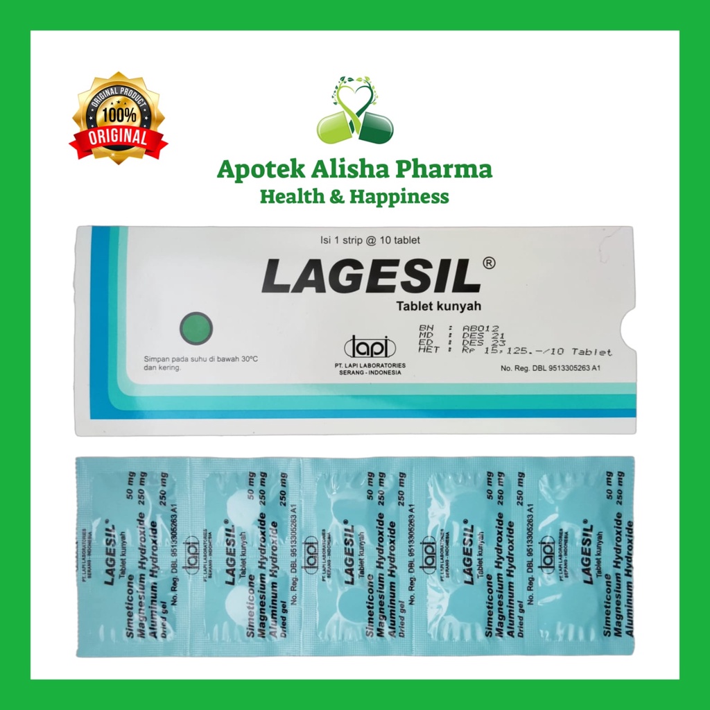 Lagesil Tablet Kunyah Lapi - Lagecil Antasida Obat Pencernaan Lambung / Maag / Kembung | Lazada ...