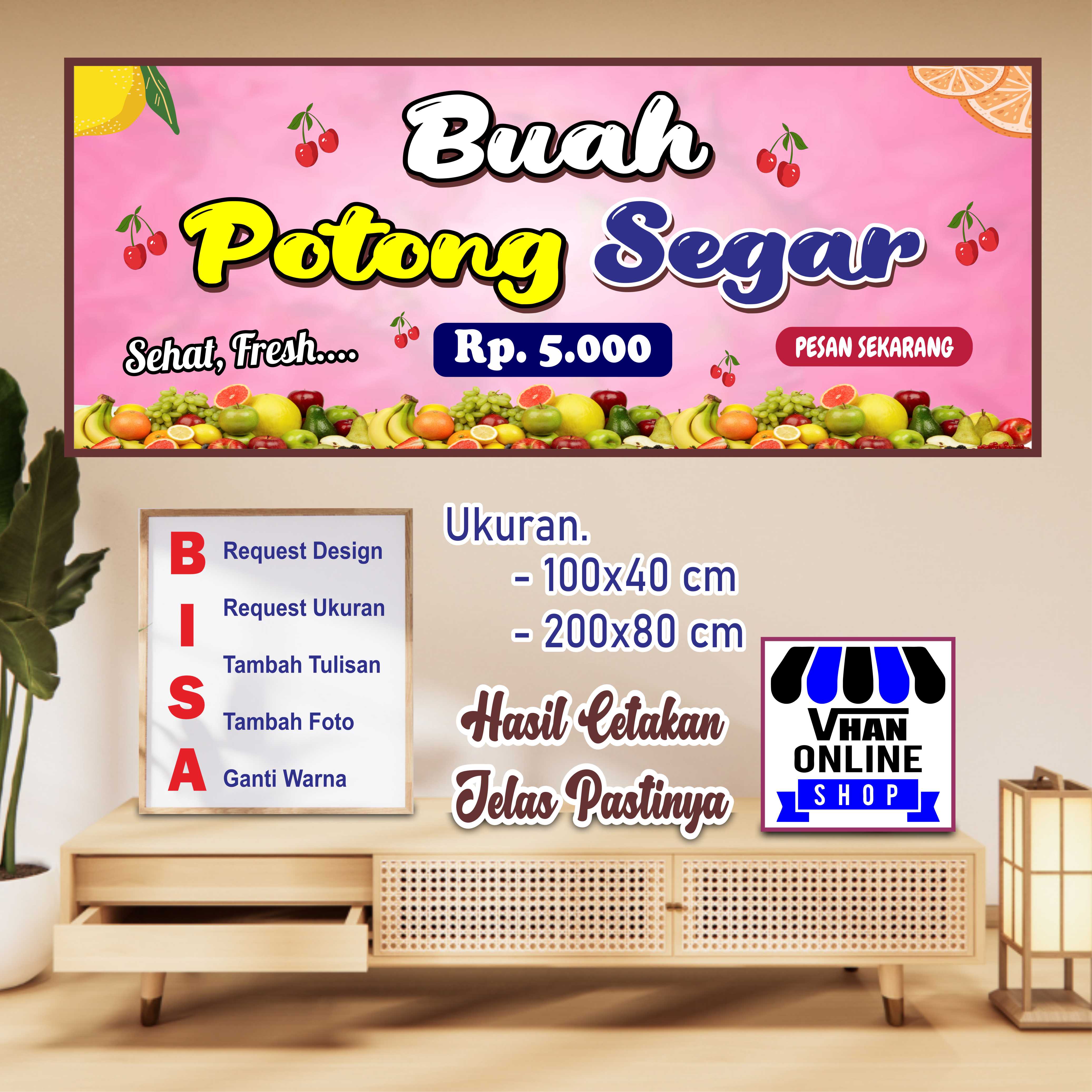 Design MMT Spanduk Banner Cemilan Buah Potong Viral | Lazada Indonesia