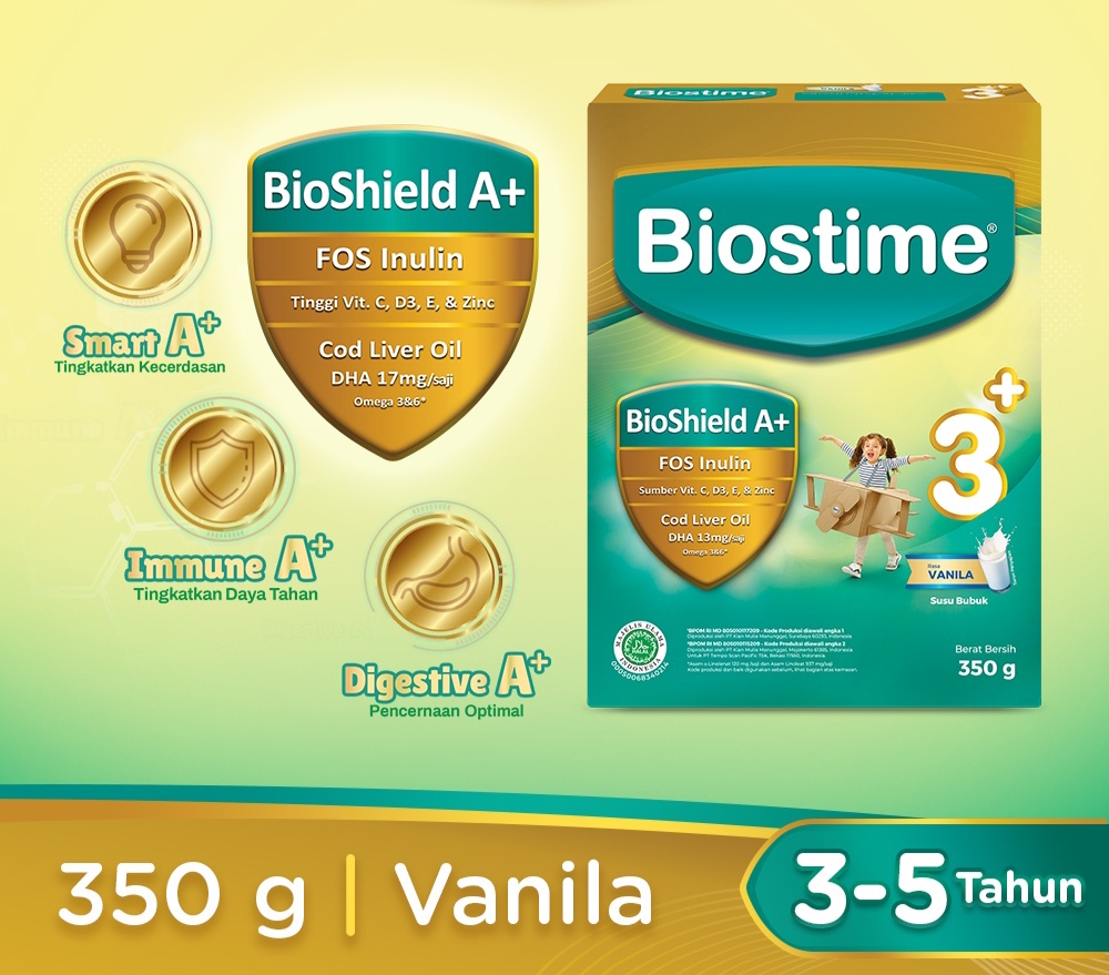 Susu Biostime 3+ 3-5 Tahun (350 Gram) / Biostime 3+ 3-5 Tahun Rasa ...
