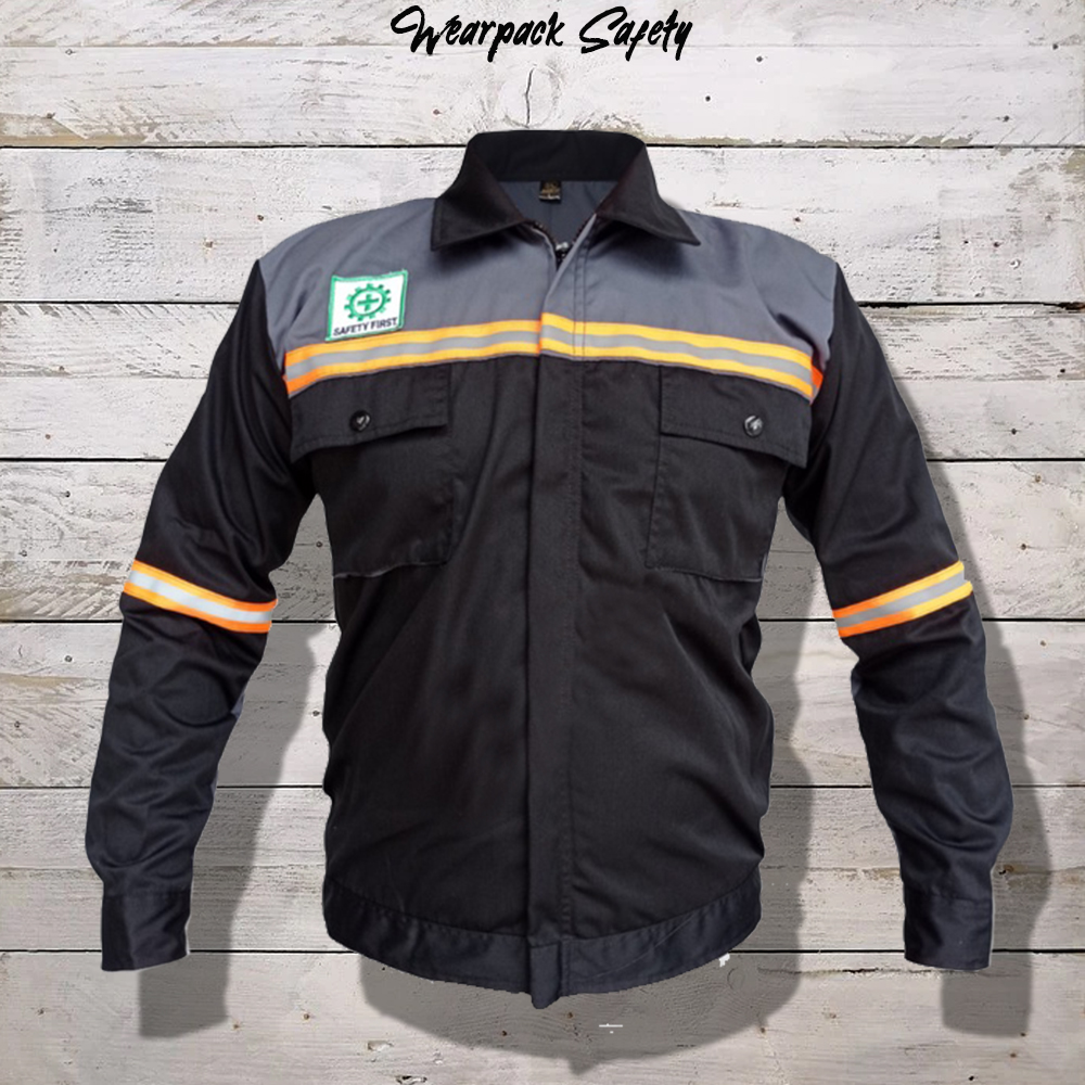 Wearpack Safety Hitam Abu Atasan Wearpack Lengan Panjang Seragam Kerja ...