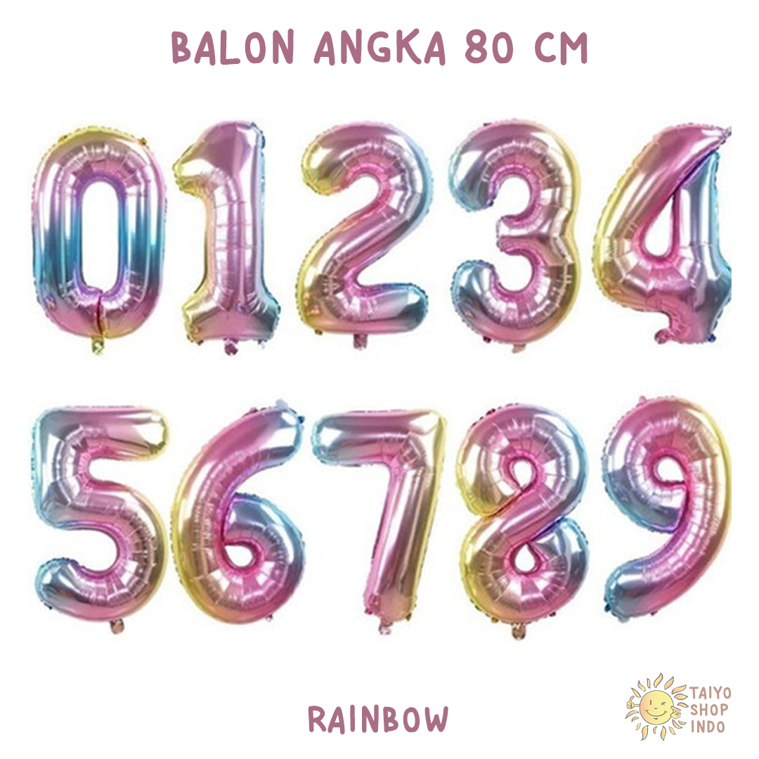 TAIYO Balon Foil Angka JUMBO 80 cm Besar Balloon Party Pesta Gold Hitam ...