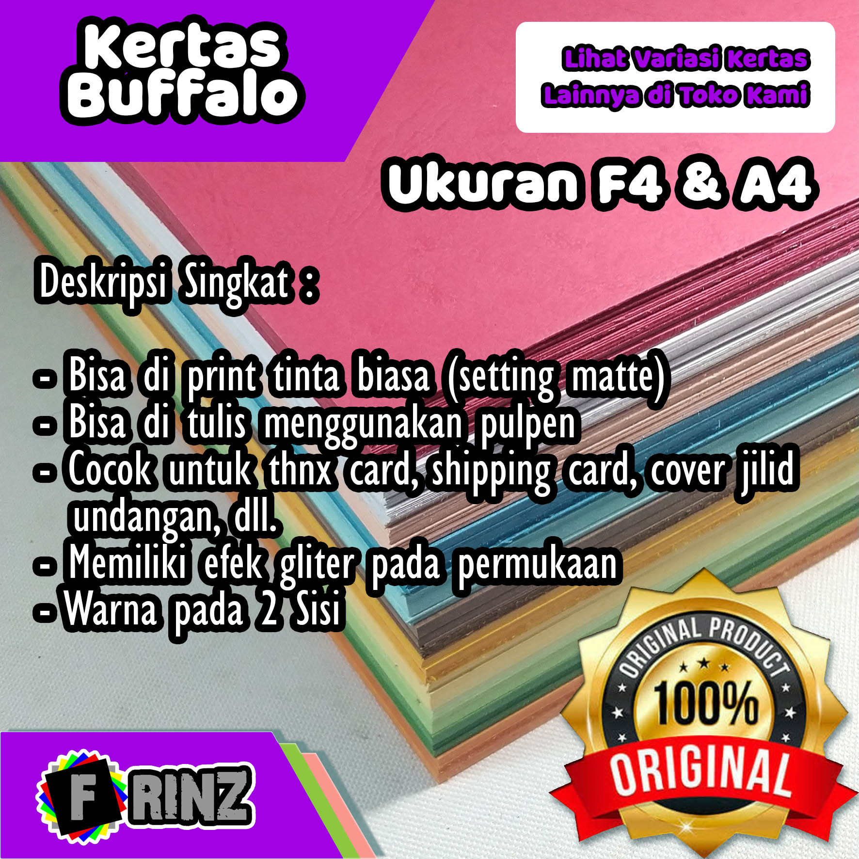 (ISI 10) Kertas Karton Buffalo F4 A4 200 Gram / Bufalo / Karton Tekstur High Quality 200 Gsm ...