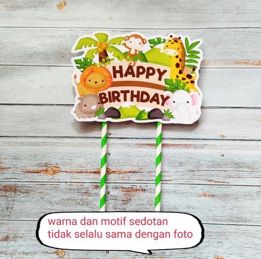 cake topper hiasan kue ulang tahun sedotan ganda karakter animal hewan ...