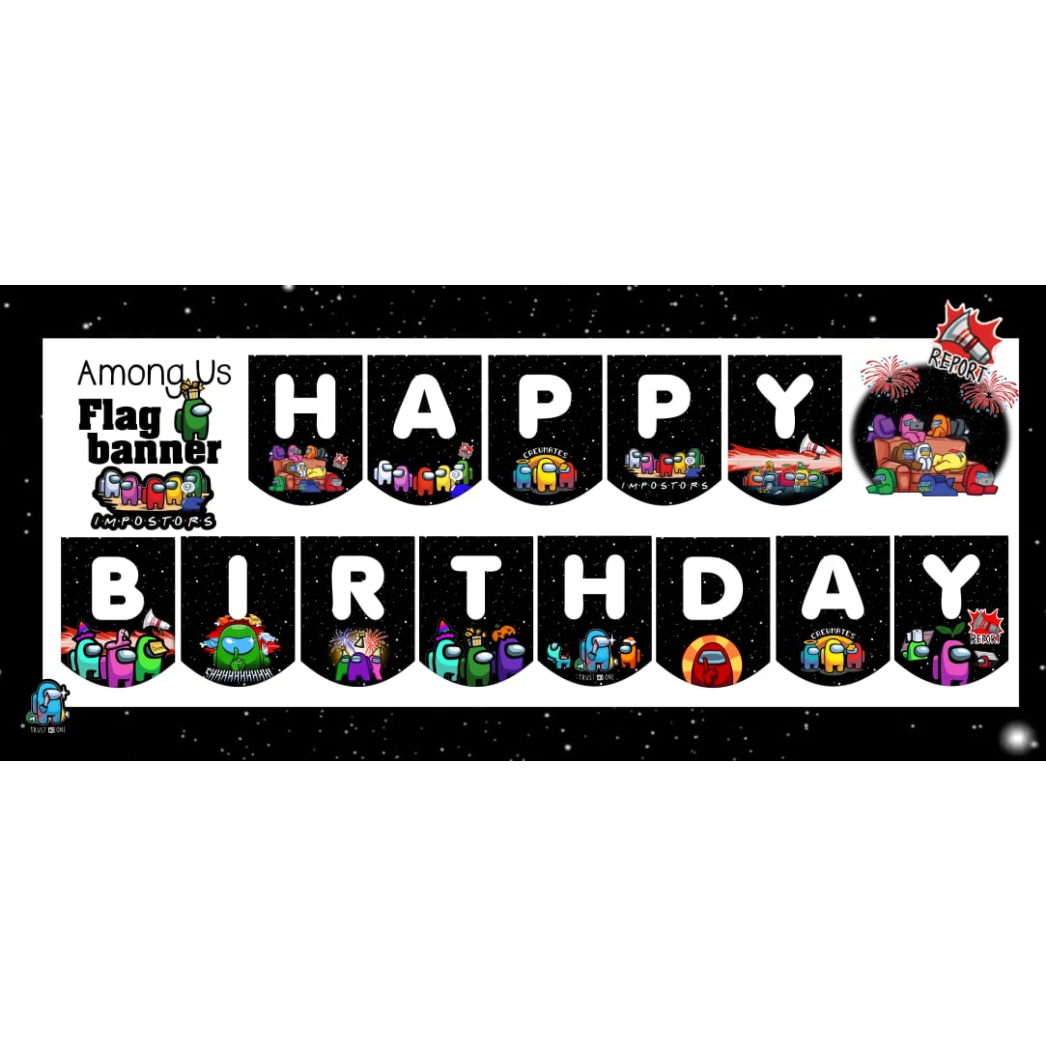 Among Us Flag Banner Bunting Happy Birthday | Lazada Indonesia
