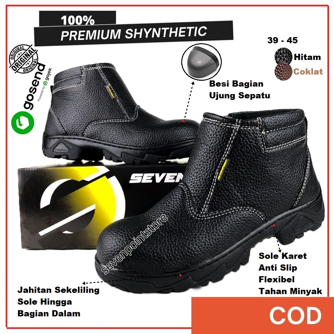 Sepatu Safety Boots Ujung Besi Pria Spatu Septi Kerja Slip On Septy ...