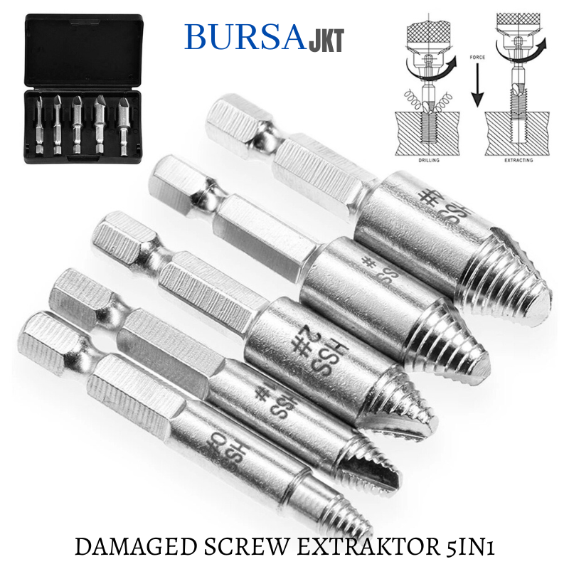 MATA BOR EXTRAKTOR SEKRUP BAUT RUSAK 2 SISI SCREW EXTRAKTOR | Lazada ...