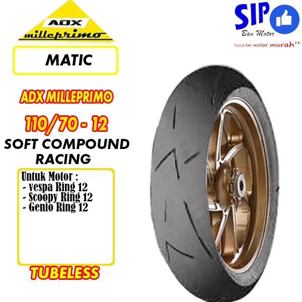 Ban Adx Milleprimo Scooter 110/70 ring 12 Untuk Motor Vespa Scoopy ...