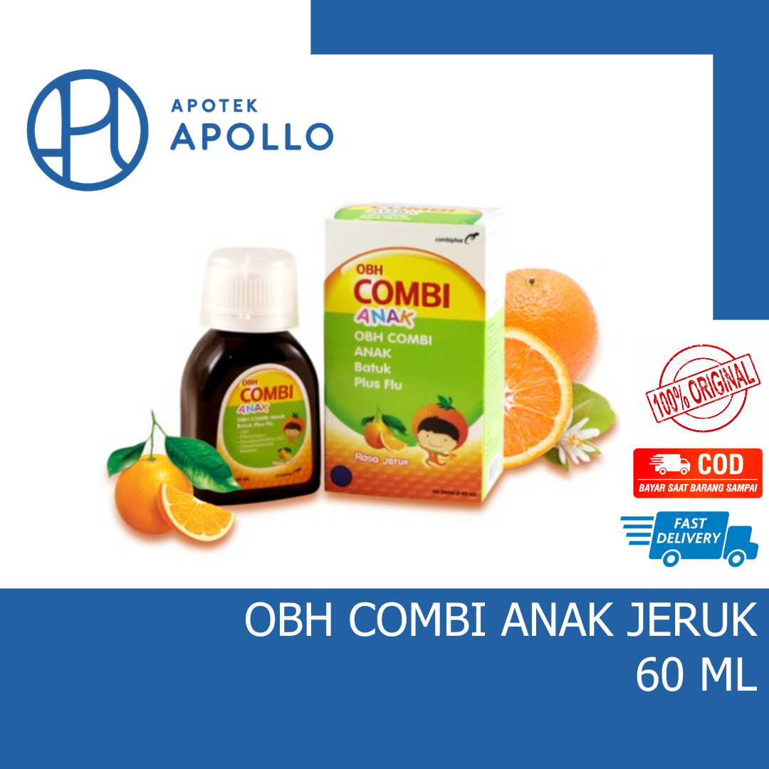 OBH COMBI ANAK BATUK PLUS FLU RASA JERUK 60 ML PILEK DEMAM FLU BATUK ...