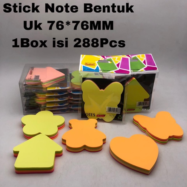 Stick note bentuk / kertas tempel / sticky notes / sticknote 76x76mm ...
