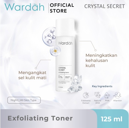 Wardah Crystal Secret Exfoliating Toner With Natural AHA+PHA 125mll ...
