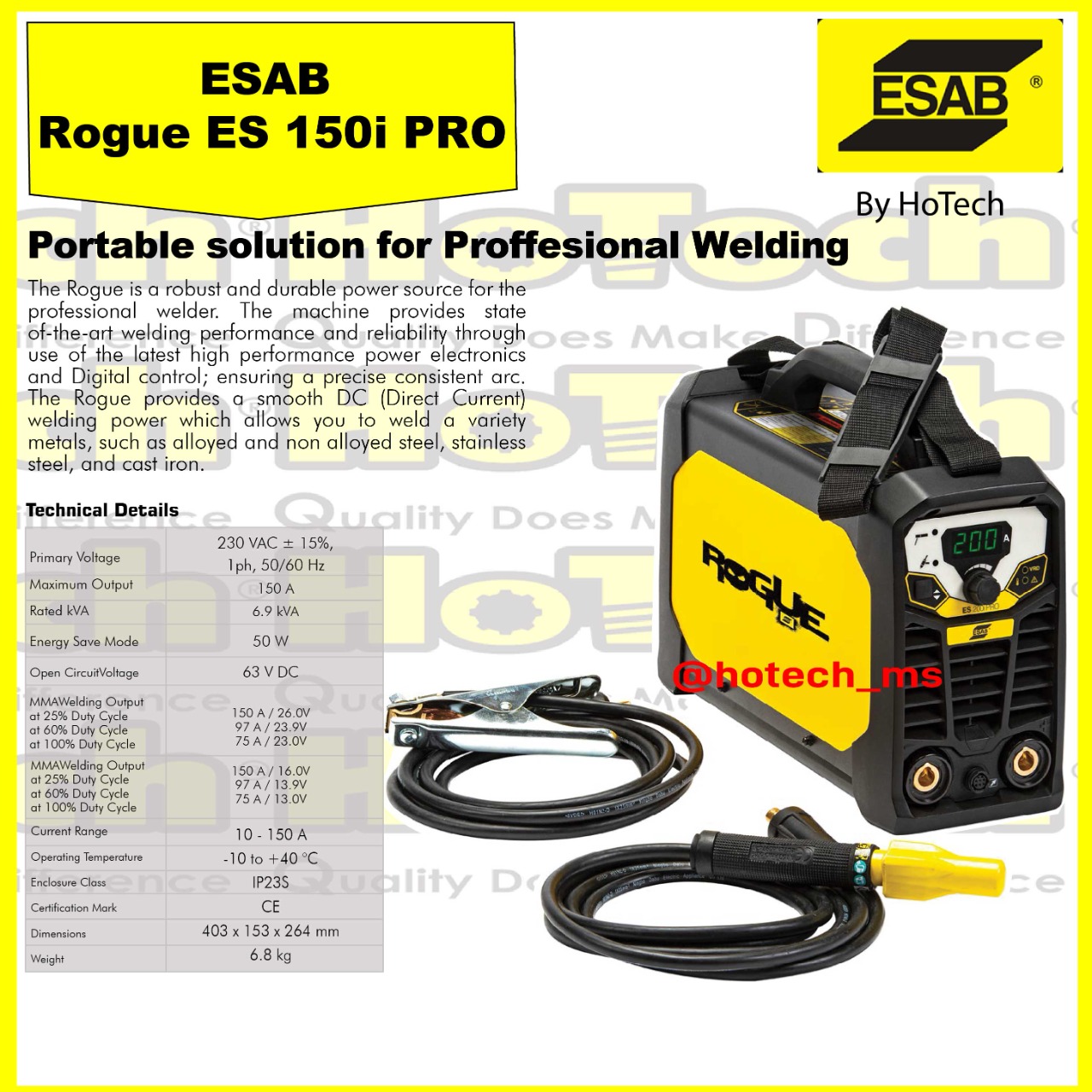 ESAB Rogue ES 150i | ARC150 | MMA Welding Machine 150A | Mesin Las ...