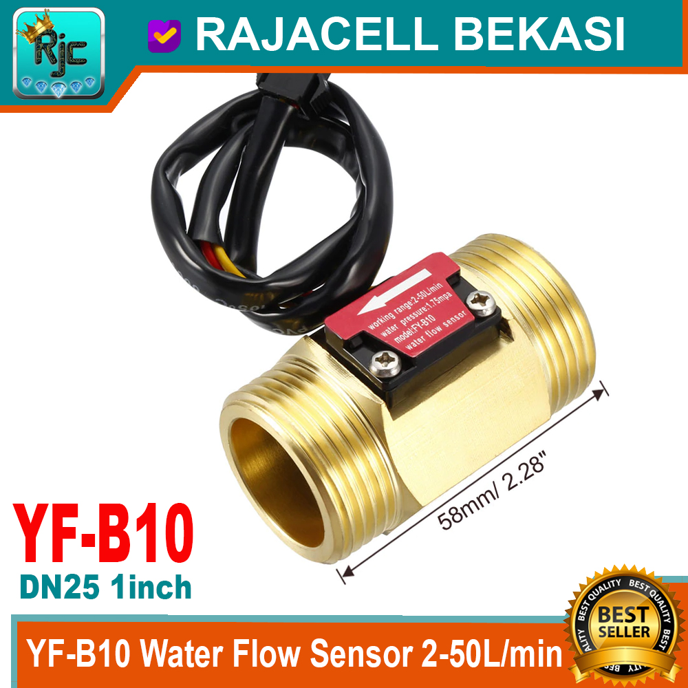 Yf B10 Water Flow Sensor Dn25 1 Flowmeter 2 50l Min Bahan Kuningan