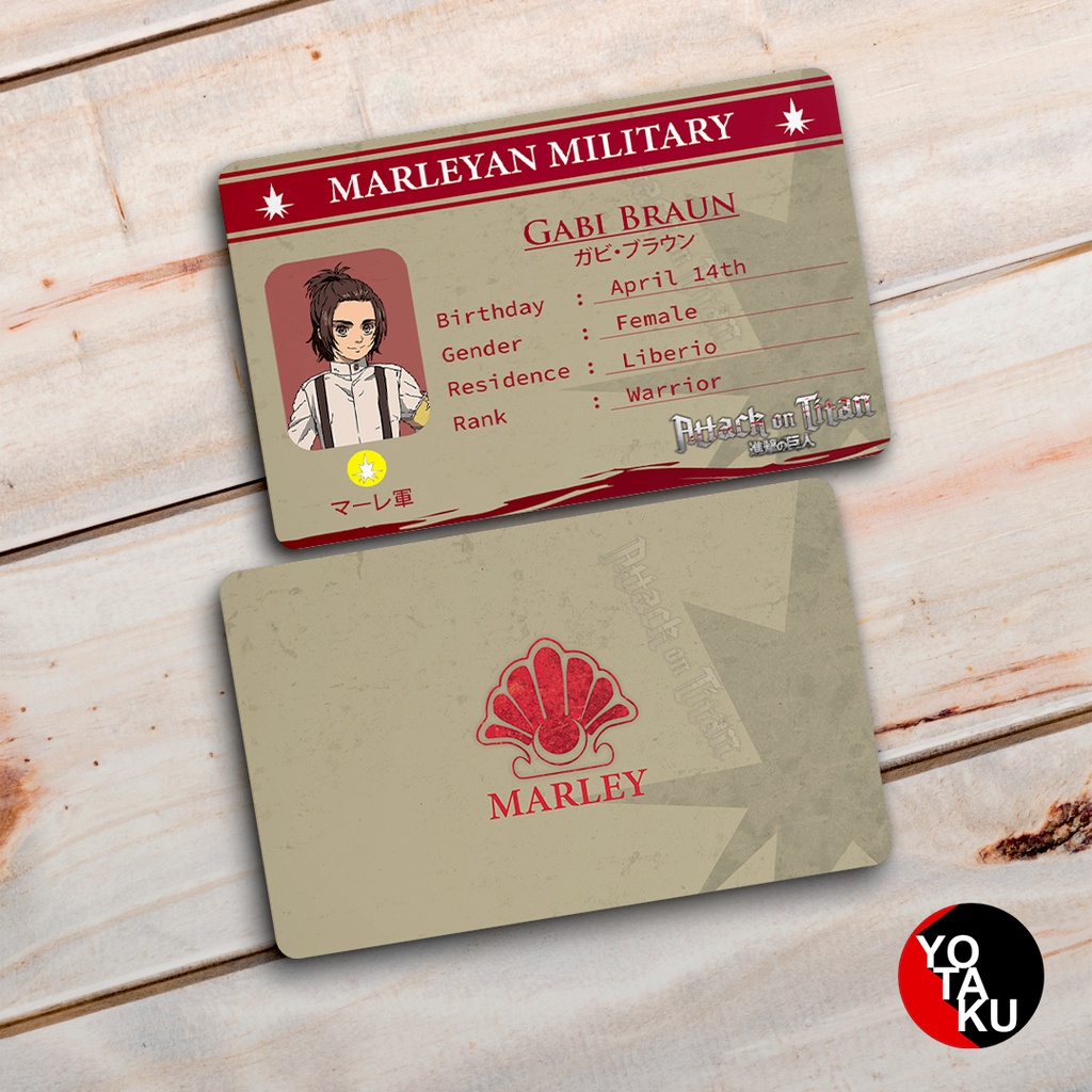 Kartu ID Card Anime ATTACK ON TITAN Marleyan Military Bisa Custom Nama ...