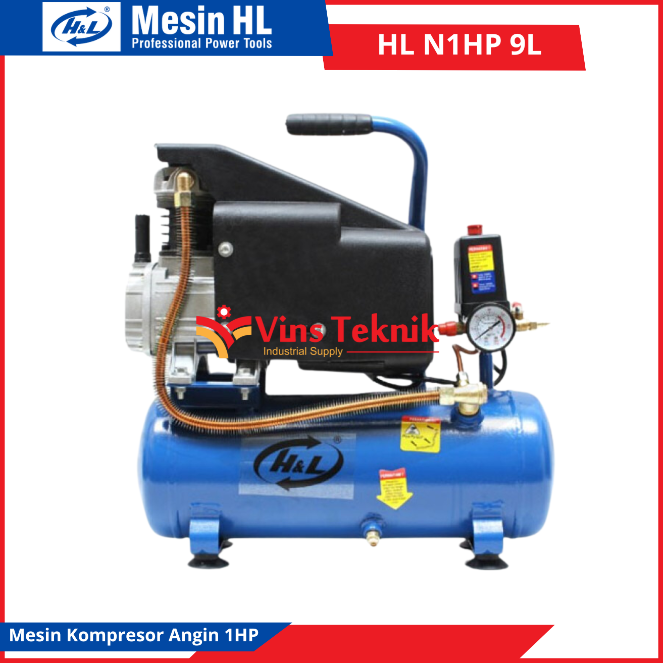 Mesin Kompresor Angin Compressor 1HP H&L HL N1HP 9L | Lazada Indonesia