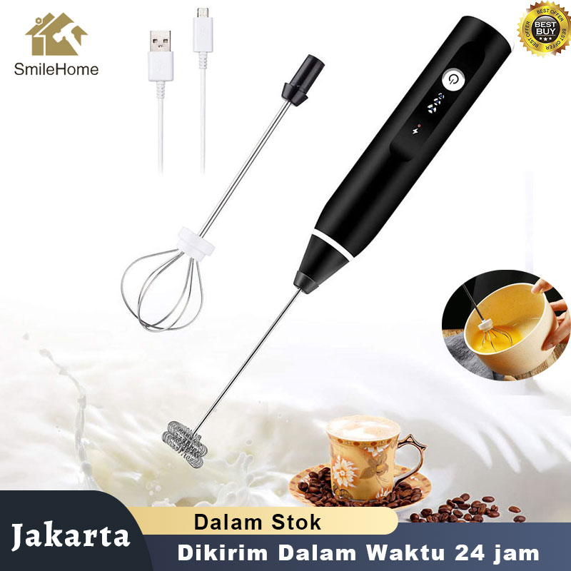 Electric Hand Blender Tangan Pengaduk Kopi Milk Frother USB Portable ...