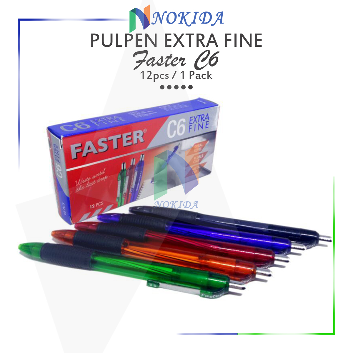 Nokida Pulpen Faster C6 Micro Fine [1 Pack] / Ballpoint 1 Box / Pena 1 ...