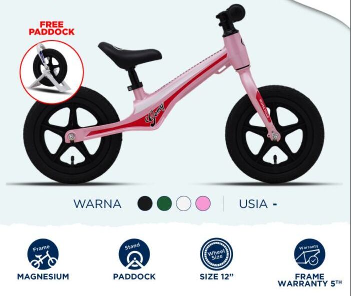 Sepeda Anak Push Balance Bike Wimcycle Gomy Pink Sepeda Keseimbangan ...
