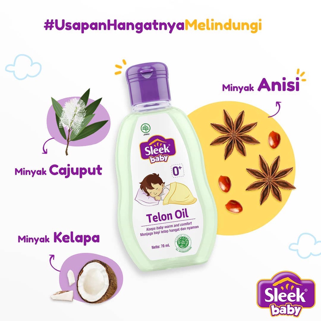 Minyak Telon Sleek Baby Telon oil 30ml / 70ml minyak telon Hangat untuk ...