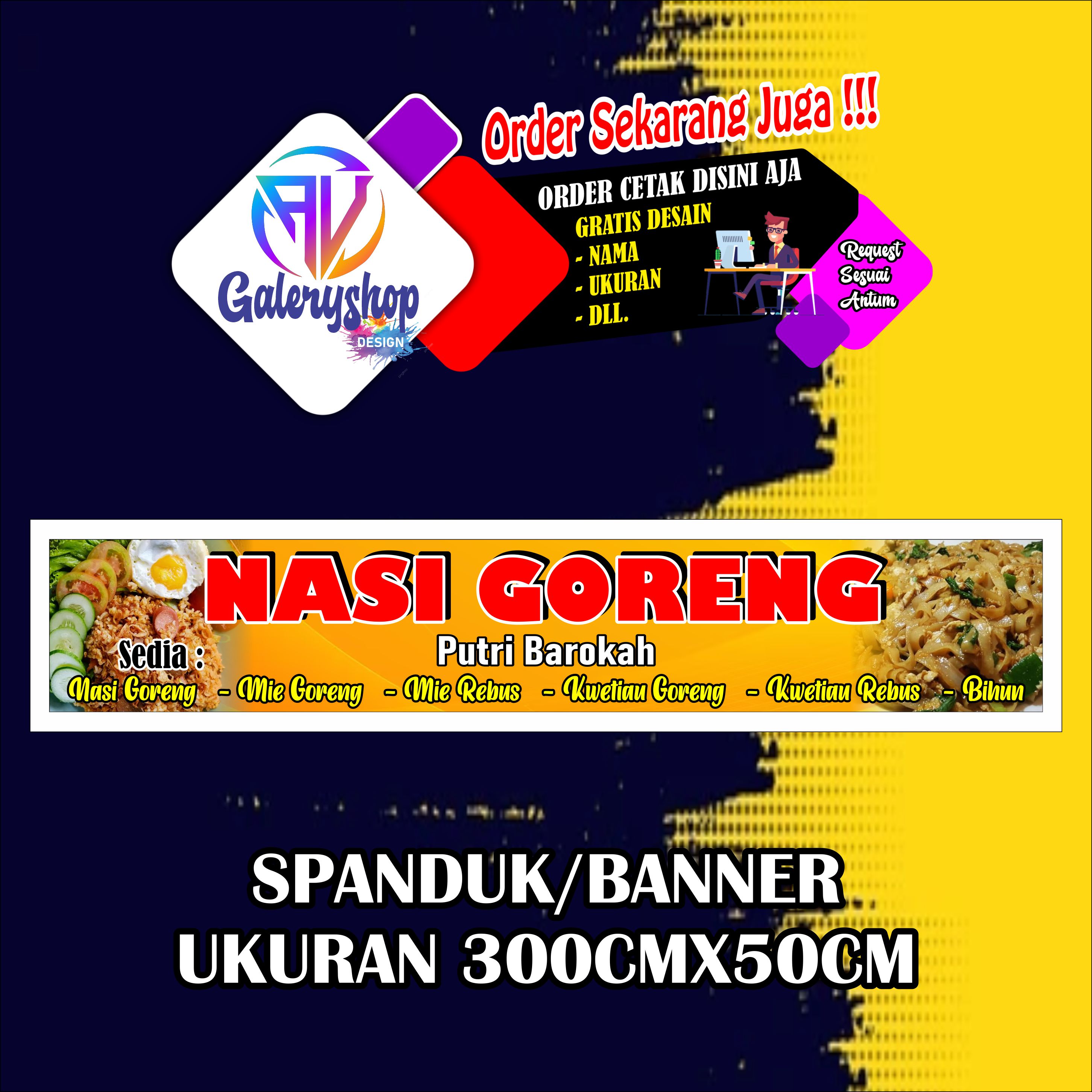 MMT, Spanduk, banner nasi goreng,pecel dll. ukuran 300x50 cm | Lazada ...