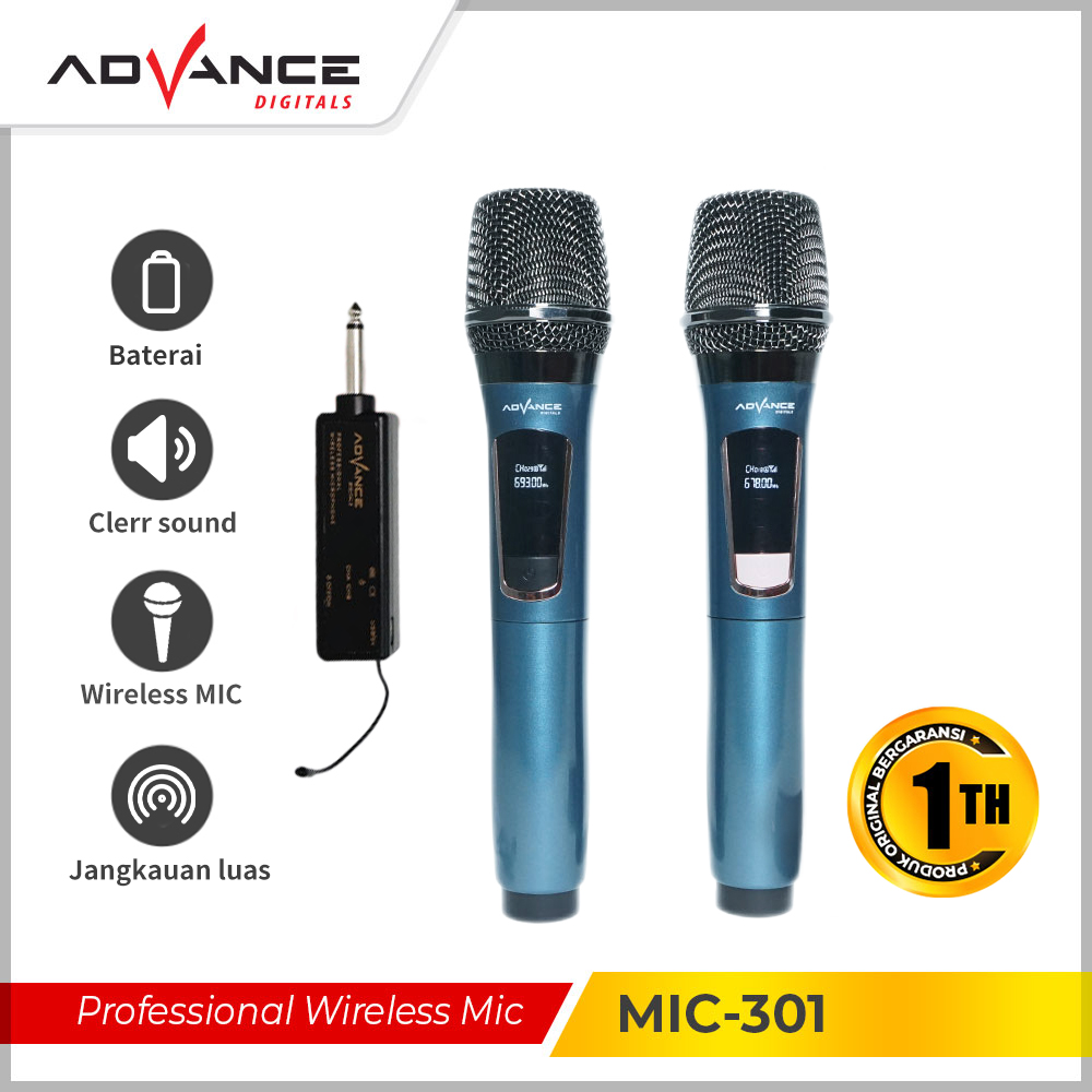 Advance Microphone Wireless MIC-301 Mic Karaoke Double Tanpa Kabel ...