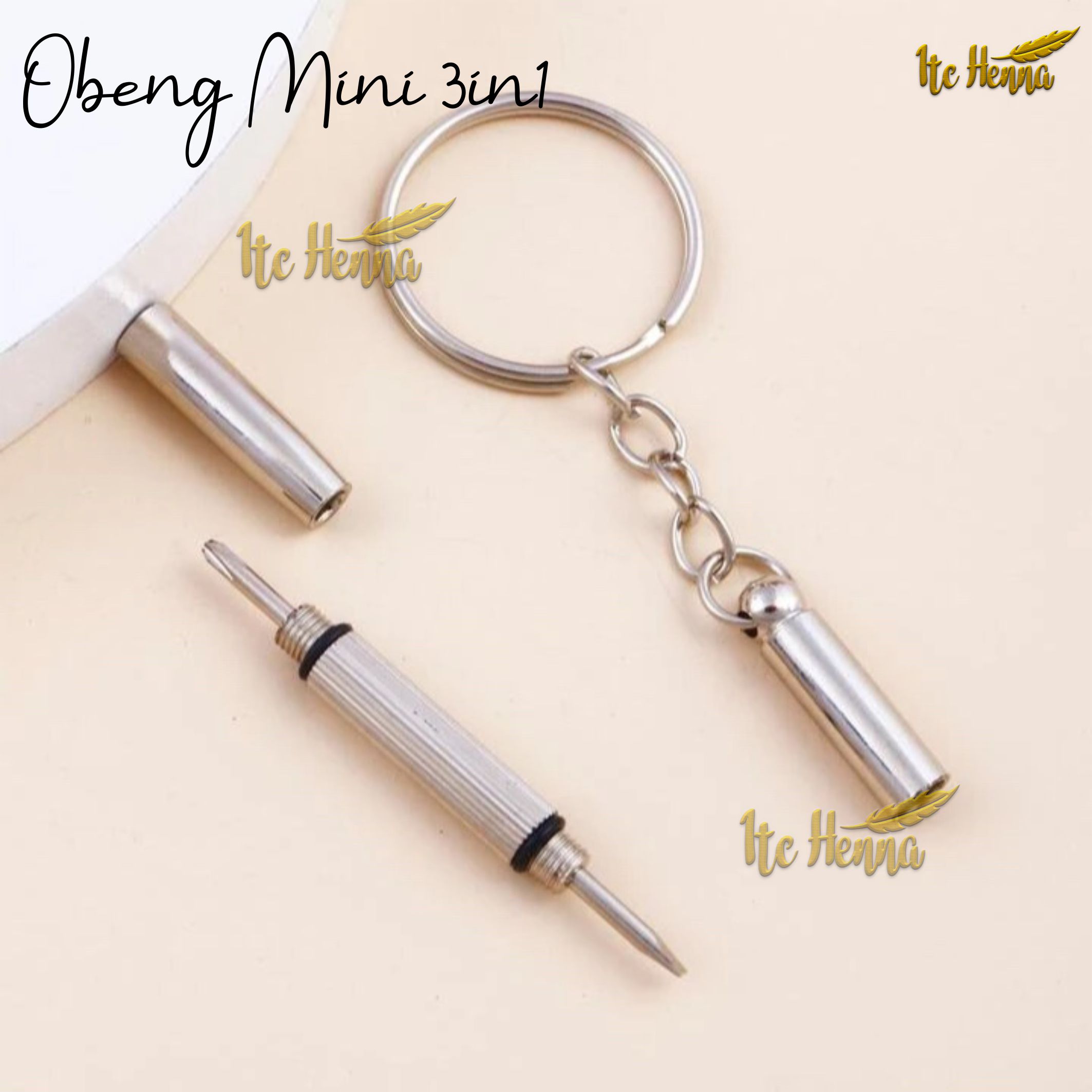 Obeng 3IN1 Obeng Mini Serbaguna Multifungsi Plusminus Gantungan Kunci ...