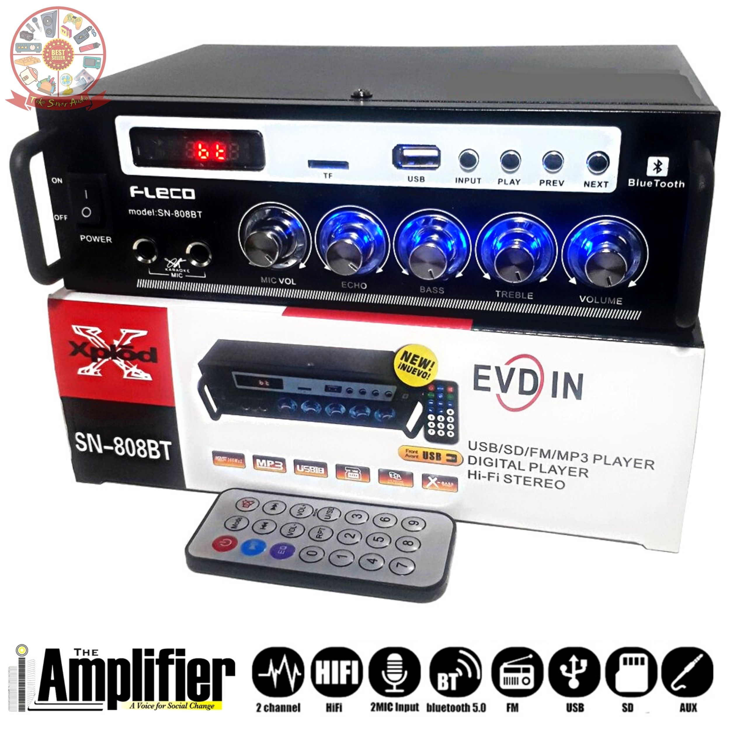 Amplifier FLECO SN-808 BT Bluetooth / amplifier fleco sn 808 bt ...