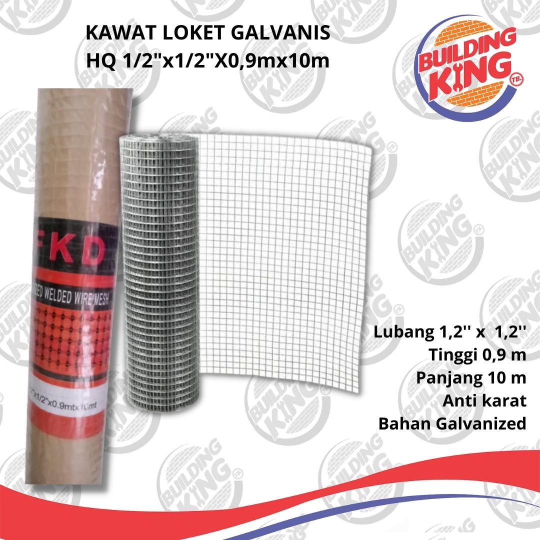 Ram Kawat Loket Galvanis Kotak 1/2" Per Rol 10 m | Lazada Indonesia