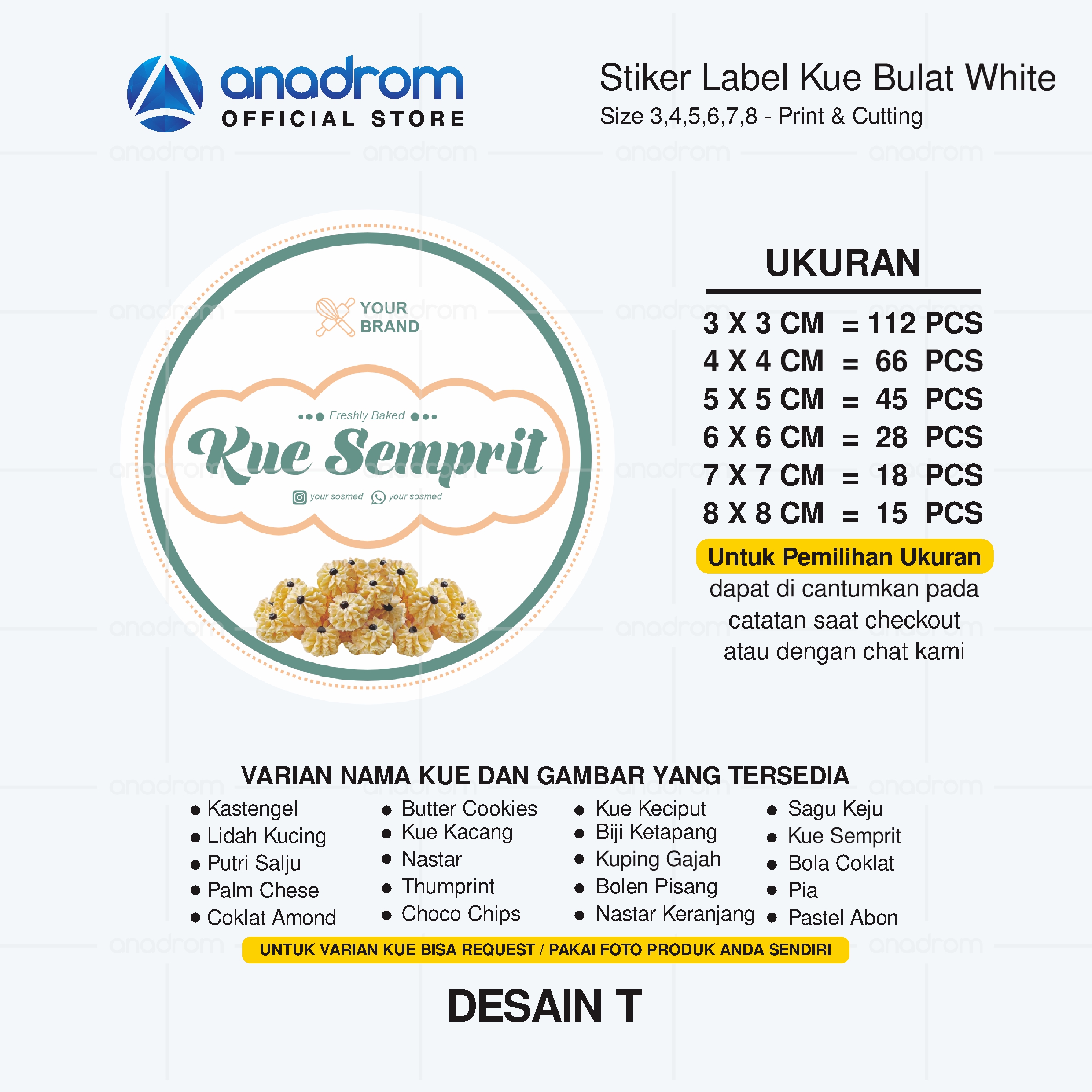 Stiker Label Kue Bulat White | Sticker Label Kue Kering | Anadrom 3355 ...