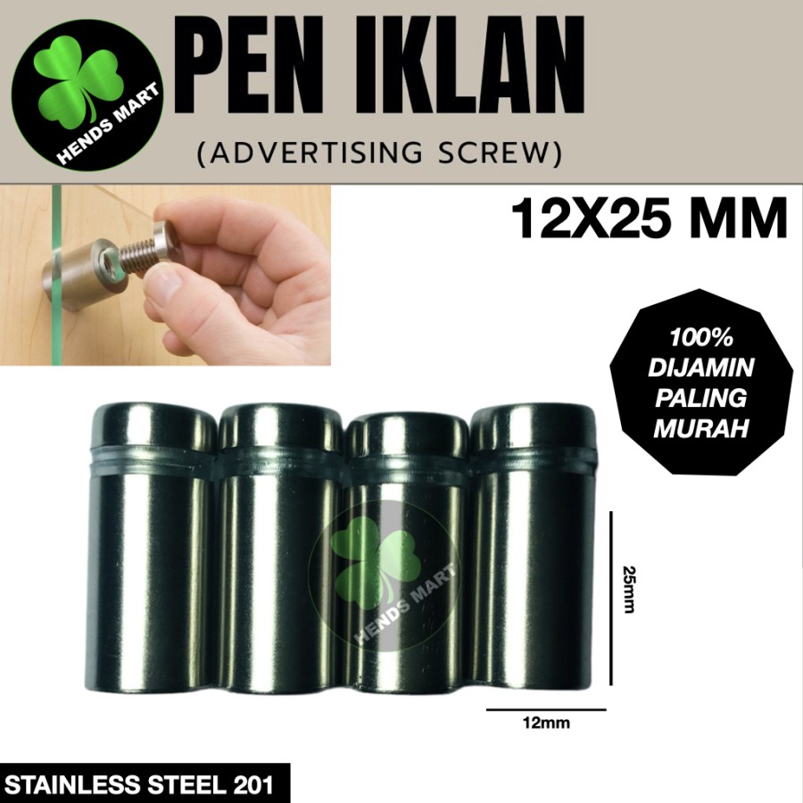 PEN IKLAN 12x25 Stainless / Baut Akrilik Baut Kaca Sign Board 12x25mm ...