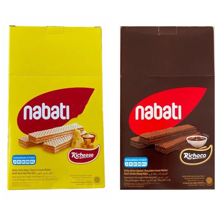Richeese NABATI Wafer Keju Coklat BOX isi 20 pcs x 6gr Snack Keju ...