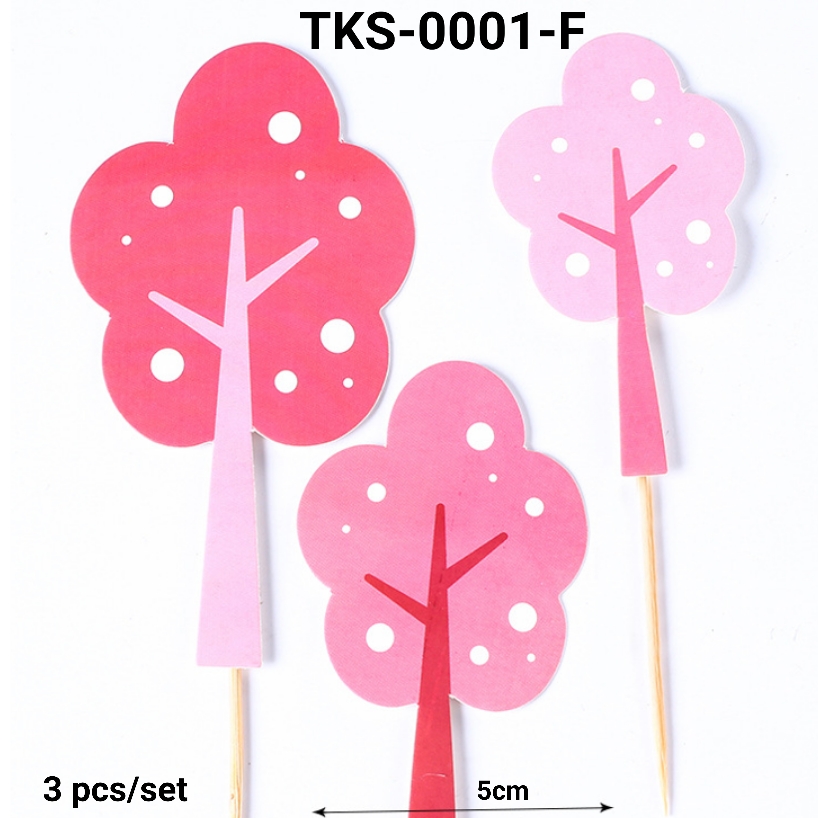 GR-TKS-0001 Cake topper kertas hiasan kue pohon daun hutan animal ...