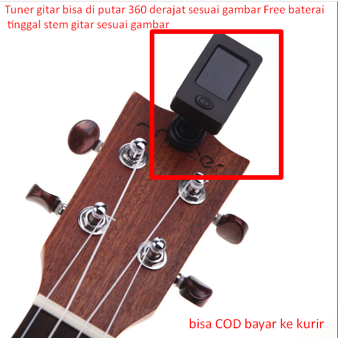 Tuner gitar bisa di putar 360 derajat sesuai gambar Free baterai ...